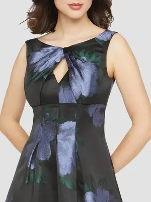 KAY UNGER Mia Floral Jacquard Tea-length Cocktail Dress