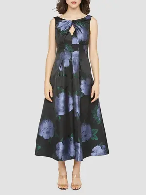 KAY UNGER Mia Floral Jacquard Tea-length Cocktail Dress