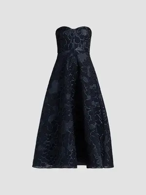 AS IT MAY Avery Strapless Jacquard Midi-dress