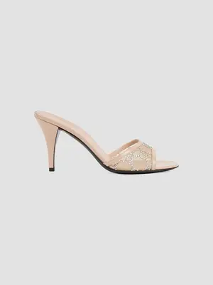 Gucci Erin 85mm Gg Crystal Mesh Sandals - Shell