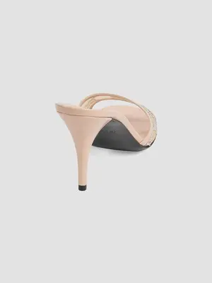 Gucci Erin 85mm Gg Crystal Mesh Sandals - Shell