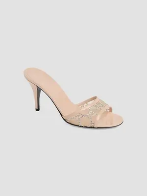 Gucci Erin 85mm Gg Crystal Mesh Sandals - Shell