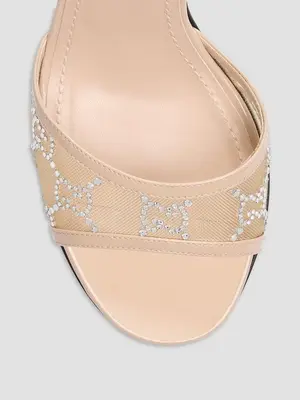 Gucci Erin 85mm Gg Crystal Mesh Sandals - Shell