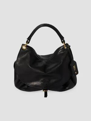 Miu Miu Leather Hobo Bag - Black