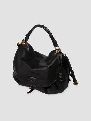 Miu Miu Leather Hobo Bag - Black
