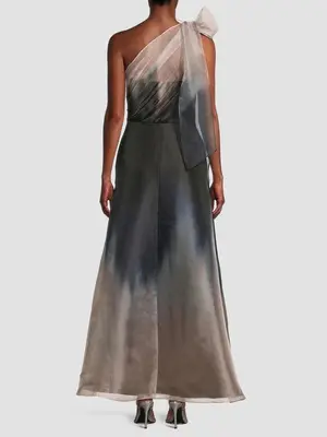 KAY UNGER Victoria Ombré Organza One-shoulder Gown