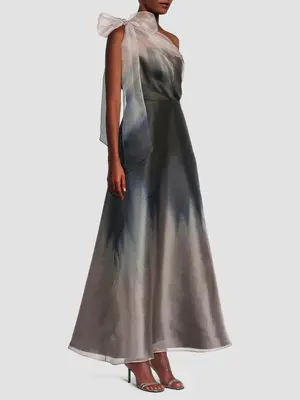 KAY UNGER Victoria Ombré Organza One-shoulder Gown