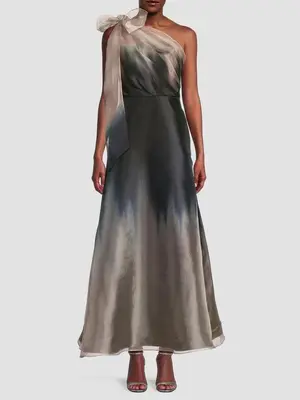 KAY UNGER Victoria Ombré Organza One-shoulder Gown