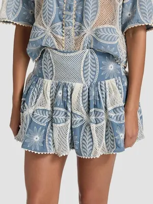 Poupette St Barth Colleen Embellished Cotton Miniskirt