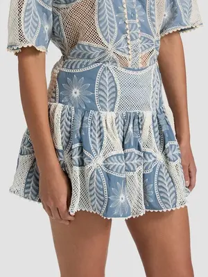 Poupette St Barth Colleen Embellished Cotton Miniskirt