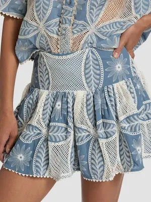 Poupette St Barth Colleen Embellished Cotton Miniskirt