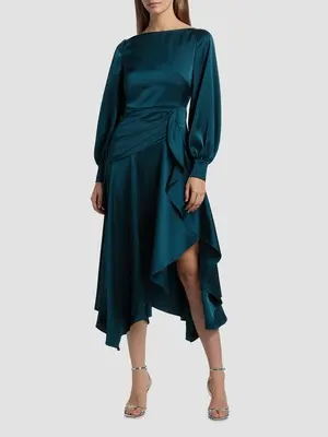 Theia Florence Asymmetric Handkerchief Midi-dress