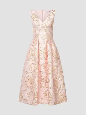 KAY UNGER Saylor Rose Jacquard Tea-length Cocktail Dress - Blush