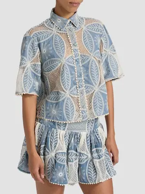 Poupette St Barth Java Embellished Button-front Shirt