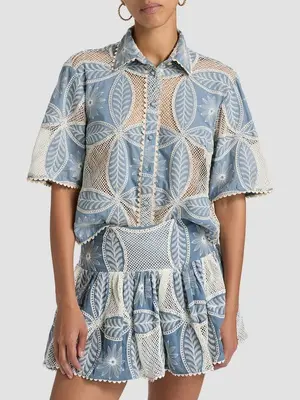Poupette St Barth Java Embellished Button-front Shirt