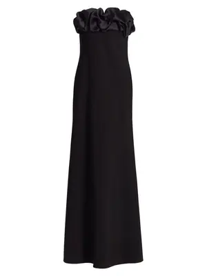 AS IT MAY Eve Crepe & Satin Strapless Gown
