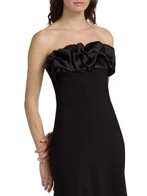AS IT MAY Eve Crepe & Satin Strapless Gown
