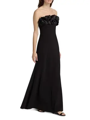 AS IT MAY Eve Crepe & Satin Strapless Gown