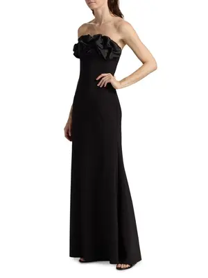 AS IT MAY Eve Crepe & Satin Strapless Gown