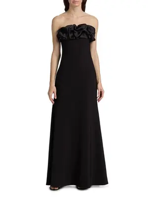 AS IT MAY Eve Crepe & Satin Strapless Gown