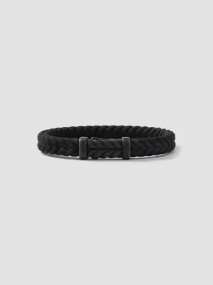 David Yurman Chevron Rubber Bracelet With Titanium - Black