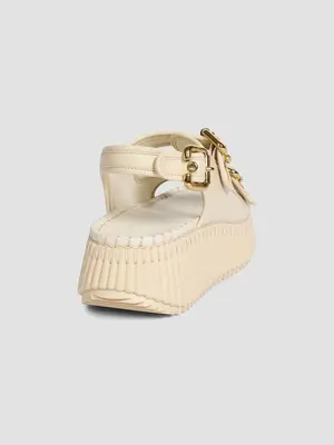 Chloé Nama 50mm Suede Flatform Sandals - Eggshell