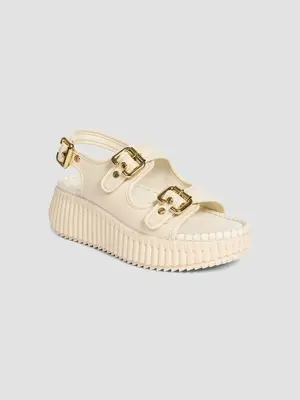 Chloé Nama 50mm Suede Flatform Sandals - Eggshell