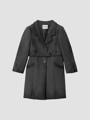 Miu Miu Single-breasted Double Wool Coat - Grey