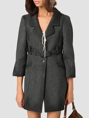 Miu Miu Single-breasted Double Wool Coat - Grey