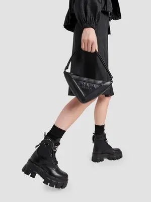 Prada Monolith Leather And Re-nylon Boots With Pouch