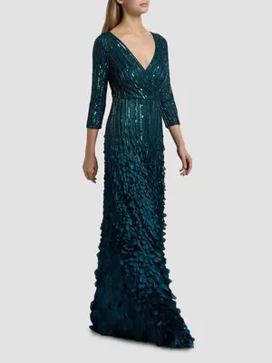 Theia Arabella Beaded A-line Gown