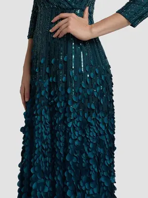 Theia Arabella Beaded A-line Gown