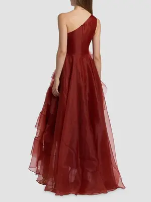 Theia Daniela Tiered Ruffle High-low Gown