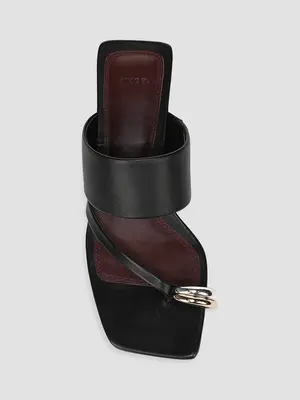 Vince Stacy 40mm Leather Thong Sandals - Black