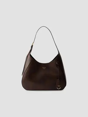 Prada Boogie Large Leather Shoulder Bag - Brown