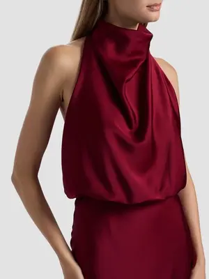 Halston Ada Satin Halter Gown