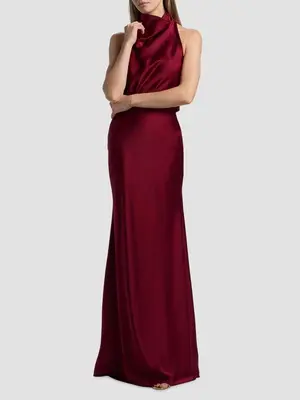 Halston Ada Satin Halter Gown