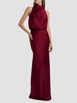 Halston Ada Satin Halter Gown