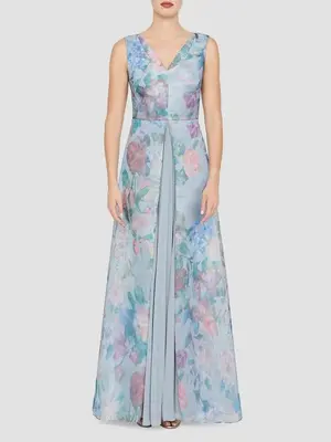 KAY UNGER Merida Floral Organza A-line Gown
