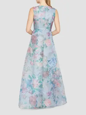 KAY UNGER Merida Floral Organza A-line Gown
