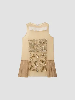 Miu Miu Embellished Tulle Dress
