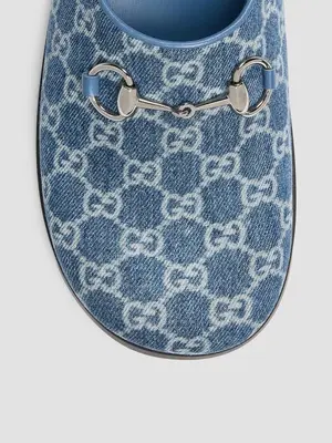 Gucci New Sol Gg Denim Horsebit Mules
