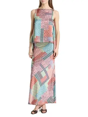 Misa Sienna Printed Bias-cut Maxi Skirt