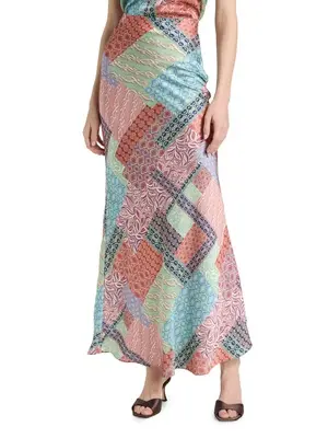 Misa Sienna Printed Bias-cut Maxi Skirt