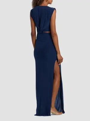 Misa Yvette Draped Cut-out Maxi Dress