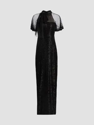 Theia Violette Tieneck Sequined Gown