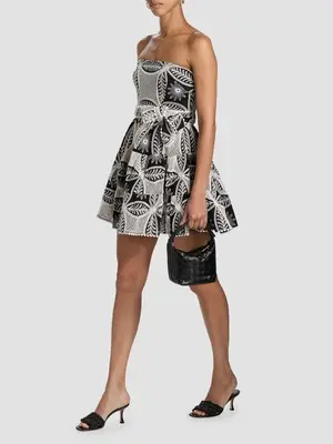 Poupette St Barth Christine Embellished Bandeau Cotton Minidress