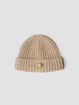 Prada Mouliné Cashmere And Wool Beanie - Beige