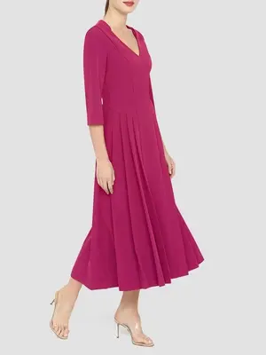KAY UNGER Enola Stretch-crepe V-neck Midi-dress - Sangria