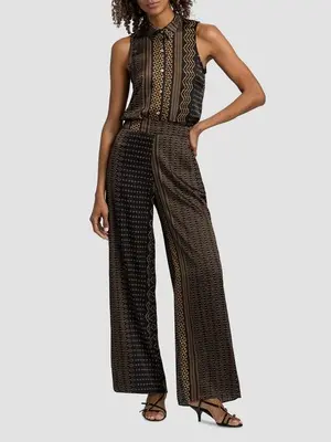 Misa Izzie Geometric-print Wide-leg Pants